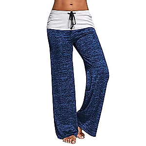 DUOWEI Pants Women Petite Yoga Yoga Quick-Drying Women's Casual Outdoor Wide-Leg Sports Pants Yoga Pants Fold Over Waist Blue