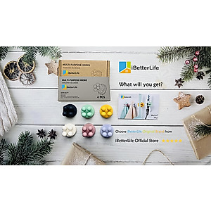 iBetterLife Self-adhesive Silicone Hook Holders - 4Pcs Mounted to Wall for Clipping Hanging Toothbrush Razor Towel Key Plug Cable, Utility Holders for Kitchen Bathroom Home Office Dorm Room Essentials