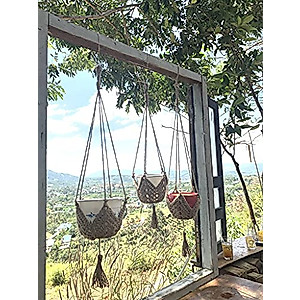 Jute Crochet 30 inch Long Indoor Plant Hanger for 3-inch to 12-inch Pots, Star Hanging Planter Macrame Plant Holder Rope plant Hanger Wall Planter Boho Home Decor Indoor Hook Wall Hanging