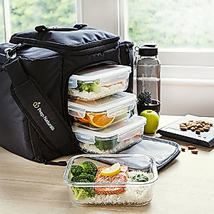 PrepNaturals 5 Pack 36 Oz Glass Meal Prep Containers - Dishwasher Microwave Freezer Oven Safe - Glass Storage Containers with Lids (Multi-Compartment)