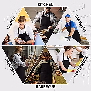 ROTANET Extra Large Aprons for Men Adjustable Bib Aprons with pocket Cooking Kitchen Bbq Grilling Big Apron for Women Chef Water & Oil Resistant Black