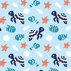 GROW WILD Changing Pad Cover 3 Pack | Soft & Stretchy Jersey Cotton | Baby Changing Table Pad Cover | Diaper Changing Pad Covers for Girls or Boys | Wipeable Sheets | White Blue Turtle Whale Ocean