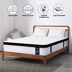 Inofia Full Mattress, 12 Inch Hybrid Innerspring Foam Mattress, Double Bed in a Box, Medium Firm Mattress for More Comfort, Full Size