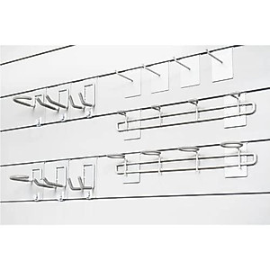 Crownwall Slat Wall Accessories Heavy Duty Steel Locking Hook Kit Slatwall Panels, Easy Storage and Organization for Sports Gear and Equipment (12-Piece)