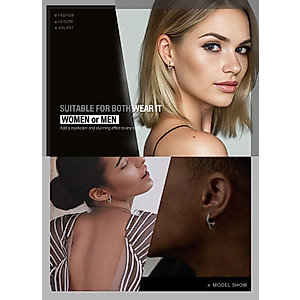 Diamond Shaped Huggie Hoop Earrings 14K Gold Plated Cubic Zirconia Cuff Earrings for Women Men Jewelry Gift