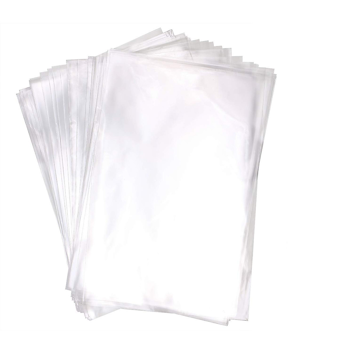 Mini Skater 8" x 12" Clear Treat Bags OPP Cello Cellophane Flat Bag With 50Pcs Gold Color Twist Ties For Wedding Gift Candy Cookie Bakery Bread Dessert, 50Pcs