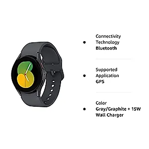 SAMSUNG Galaxy Watch 5 [2022] Latin Specs (40mm) Bluetooth Aluminum Case BioActive Sensor Sleep Tracking Heart (40mm, Gray/Graphite + 15W Wall Charger)