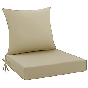 famibay Extra Thick Outdoor Chair Cushions Set of 2 Patio Chair Cushions 24x24 Deep Seat Patio Cushions Waterproof UV Resistant Firm Deep Seat Cushions for Outdoor Furniture(Khaki)