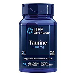 Life Extension Taurine 1000 mg – For Muscle, Liver, Heart, Nerve, Brain & Eye Health - Promotes Overall Cardiovascular Health - Gluten-Free, Non-GMO – 90 Vegetarian Capsules