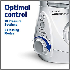 Waterpik Aquarius Water Flosser Professional For Teeth, Gums, Braces, Dental Care, Electric Power With 10 Settings, 7 Tips For Multiple Users And Needs, ADA Accepted, White WP-660