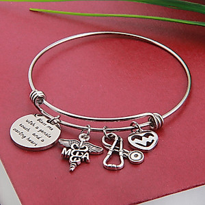 bobauna Medical Assistant Bracelet with MA Caduceus Stethoscope Heartbeat Charms Gift for Nurse Medical Assistant Bless Me With A Gentle Touch And A Caring Heart (medical assistant bracelet)
