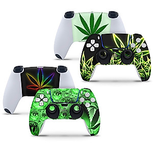 2 x Weed Playstation 5 PS5 Controller Skins Full Wrap Vinyl Sticker