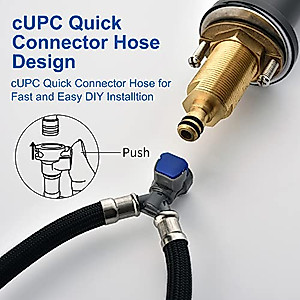 SHAMANDA Bathroom Vanity Sink Faucet 3 Holes, Mordern 2 Handle 8 Inch Widespread Bathroom Lavatory Basin Taps Brass, Valve and cUPC Water Supply Hoses Included, Matte Black, LB106-7