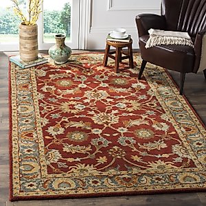 SAFAVIEH Heritage Collection 9' x 12' Red/Blue HG403A Handmade Traditional Oriental Premium Wool Area Rug