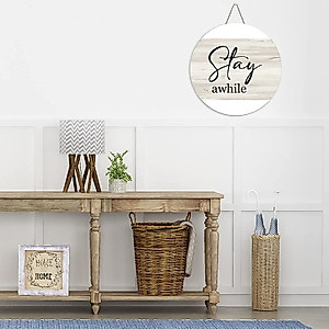 Polilike Rustic Round Wood Sign Howdy Western Cowboy Gnome Sign Wooden Hanging Sign Indoor Outdoor Wall Decor Farmhouse Porch Wreaths Decorations Housewarming Gift 12x12 Inch