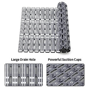 Tubozadi Shower Mat Non Slip Bathtub Mat Extra Long 35.4x15.7 Inch Anti Slip Bath Tub Mat with Suction Cups Thickened Bathroom Floor Stall Matt,Eco-Friendly TPE,DIY Tailoring (Grey)