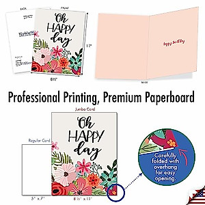 The Best Card Company - 1 Large Birthday Card with Envelope (8.5 x 11 Inch) - Fun Celebration Card for Birthdays - Optimisms J6631GBDG