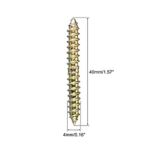 uxcell 4x18mm Hanger Bolts, 12pcs Double Ended Self-Tapping Thread Wood to Wood Dowel Screws for Wood Connecting