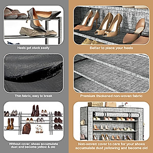 10+1 Tiers Large Shoe Rack with Covers, Stackable Tall Shoe Rack Organizer Shoe Shelf Holds 50-55Pairs Sturdy Metal Shoe Rack Storage Organizer Cabinet, Shoe Racks Organizer for Entryway Closet Garage