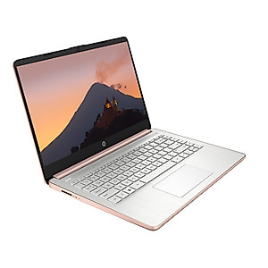 HP 14 HD Laptop, 2023 Newest Upgrade, Intel Celeron N4120(Quad-core), 16GB RAM, 128GB(64GB SSD+64GB Card), HDMI, USB-C, Lightweight, Windows 11, School and Business Ready, Rose Gold, ROKC HDMI Cable