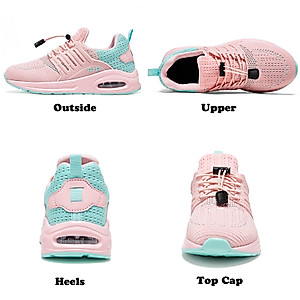 Ugmikdo Girls Shoes Kids Sneakers Boys Tennis Shoes for Running Athletic Walking Gym Sports Lightweight Breathable Slip-on A Pink, Size 2 Little Kid