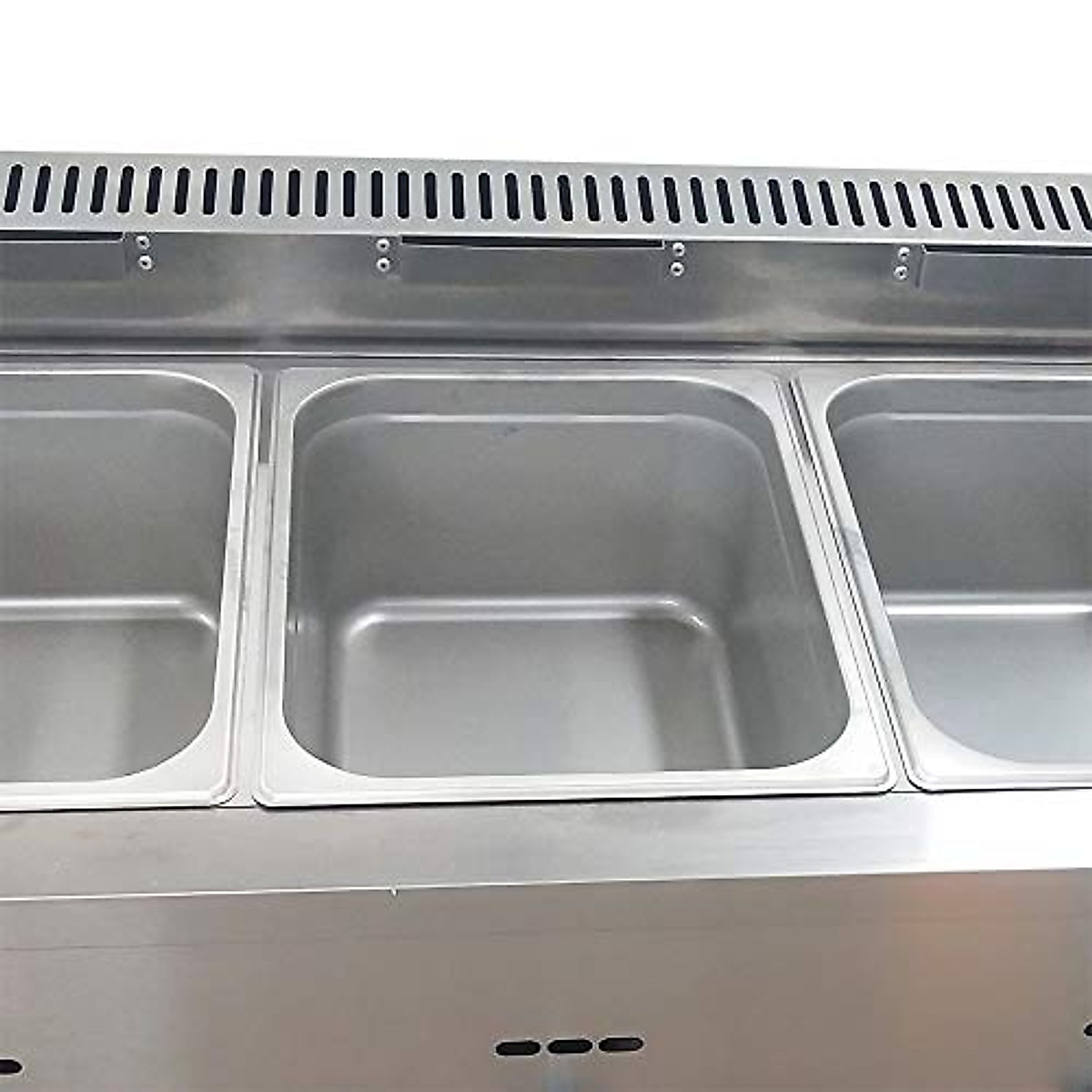 LianDu Triple Server Food Warmer 3-Well Commercial Gas Bain Marie Buffet Countertop Food Warmer Steam Table Steamer Soup Warmer Adjustable Temp Gas Fryer Steamer Cooking Heating Pot (3-Pan 600 fl oz)