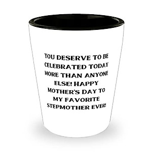 You deserve to be celebrated today more than anyone else! Happy! Shot Glass, Stepmother Present From Daughter, Fancy Ceramic Cup For Mom