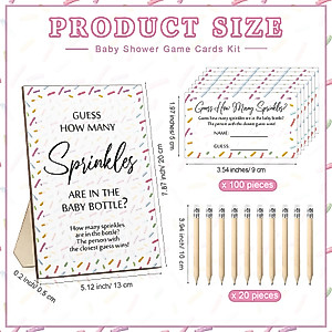 Qilery 122 Pcs Baby Shower Games Guess How Many Sprinkles Included Standing Sign 100 Guessing Cards 20 Pencils 1 Baby Bottle for Baby Shower Gender Reveal Party Favor No Sprinkles(Pink)