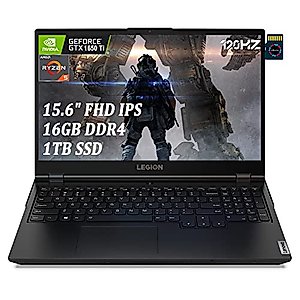 Lenovo Legion 5 15 Gaming Laptop I 15.6" FHD IPS 120Hz Display I AMD 6-Core Ryzen 5 4600H (>i7-8750H) I 16GB DDR4 1TB SSD I GeForce GTX 1650 Ti 4GB I Backlit USB-C Win10 Black + 32GB MicroSD Card