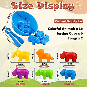 GKDOMS Counting Animals Toys Matching Game with Sorting Bowls Preschool Learning Activities Montessori Sensory Toy for Math Color Sorting, Party Favors Birthday Gifts for Kids Toddlers
