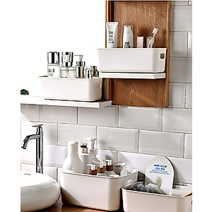 Amyup Set Of 8 Plastic Storage Bins,Versatile Kitchen Pantry Organization and Storage,for Plastic Storage Container Under Bed,Under Sink Bathroom Organizer (8 Pack, White)