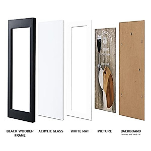 Sherbo 5x7 Wooden Picture Frames Set of 2 Display Pictures With Mat And Acrylic Sheet Clear Cast Plexiglass for wall decor table and Wall Mounting Photo Frames,Black (2, 5x7)