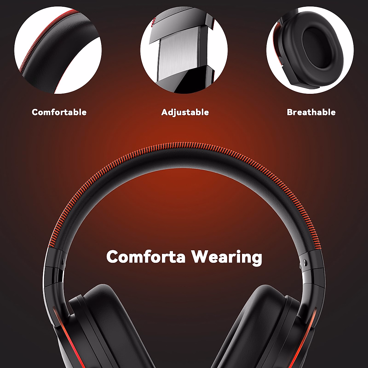 IMYB A88 Gaming Headset with Microphone, Stereo Wired Noise Cancelling Over-Ear Headphones with Mic for Pc, Ps5, Xbox One Series X/s, Ps4, Computer, Laptop, Mac, Nintendo, Gamer (Red)