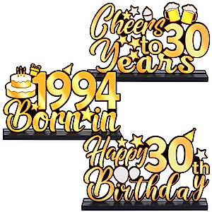 3 Pieces Happy 50th Birthday Party Table Decorations-Born in 1974, Cheer To 50 Years Table Centerpiece Sign Wooden Birthday Presents Congrats for Birthday Party Dinner Table Topper Favors