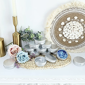 Moretoes 60 Pack 2 Oz Metal Round Tins Aluminum Tin Cans Containers with Screw Lid for Lotion Bars, Balms, Salve, Spices or Beard Balm