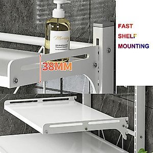 ABCOOL Over The Toilet Washer Organzier Adjustable Stand Storage Rack for Laundry Shelf Bathroom Space Save with Height Adjustable Drawer Table