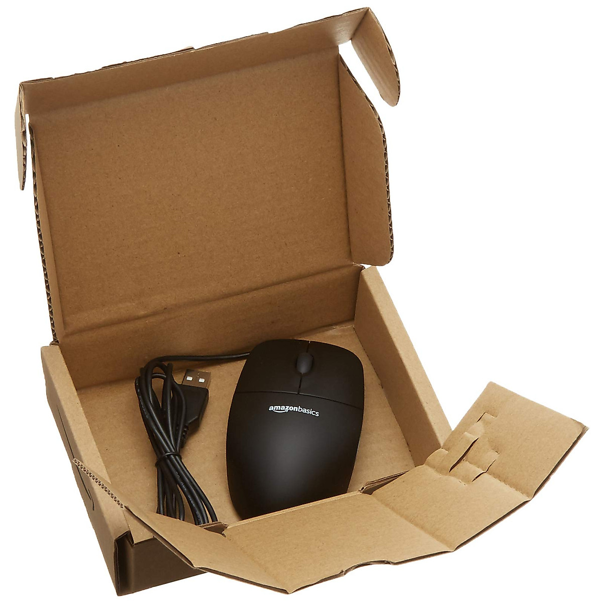 Amazon Basics 3-Button Wired USB Computer Mouse, Black