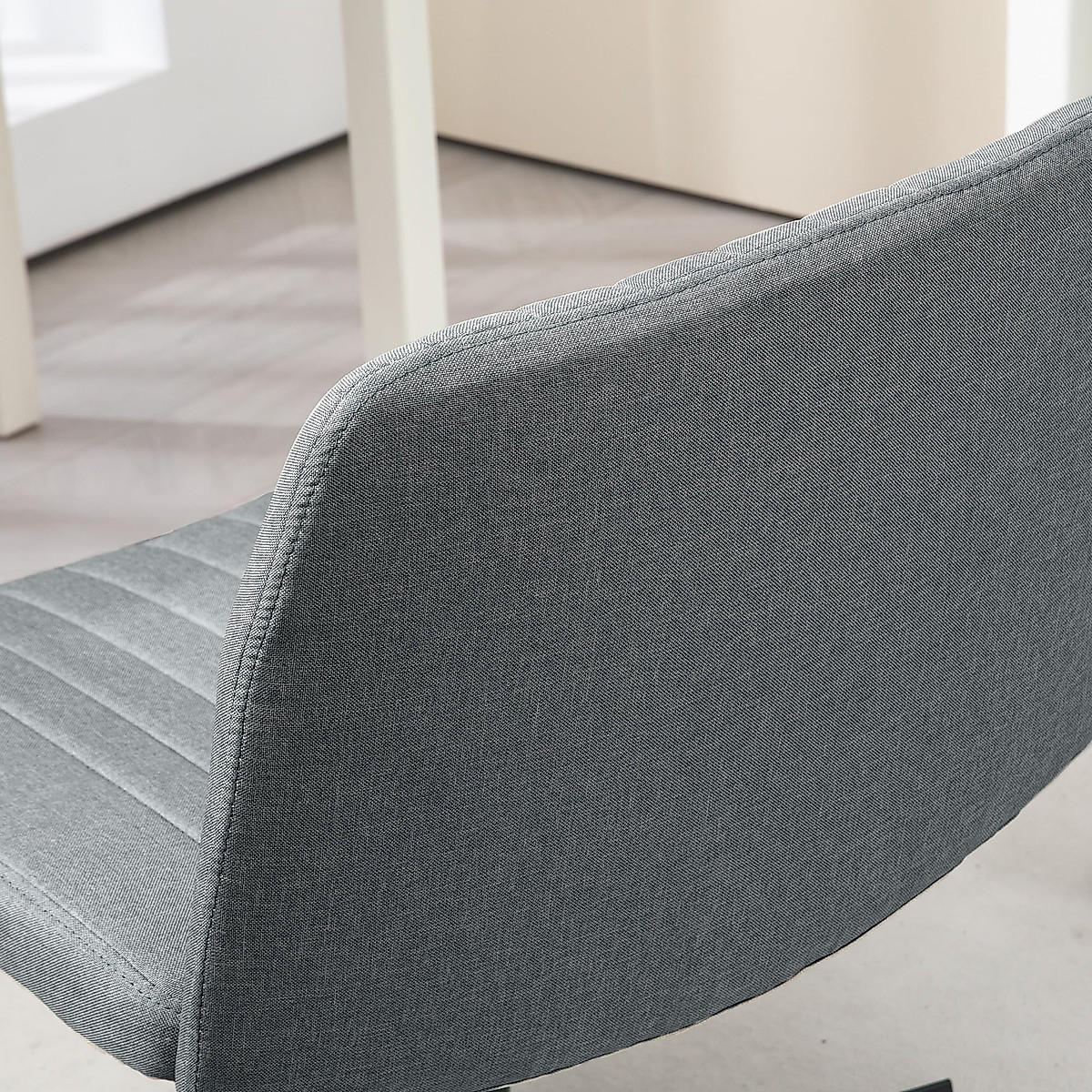 HOMCOM Wide Office Chair, Armless Office Desk Chair, Computer Fabric Vanity Chair with Adjustable Height, Gray