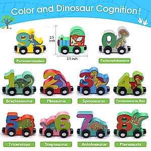 ZRCCOX Toddler Toys for 2-4 Year Old Boys, Wooden Dinosaur Train Toys for Kids, Sensory Toys for Toddlers 1-3, Magnetic Trains for Toddlers, Birthday for Boys Age 1, 2, 3, 4, 5 Niño