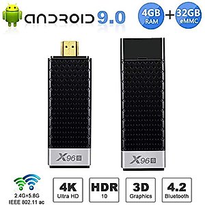 ACEMAX X96S Android 9.0 Pie Smart TV Stick Amlogic Quad Core 64bits 4GB RAM 32GB eMMC Rom Dual WIFI 2.4G 5.8G Bluetooth 4K UHD USB3.0 Port 3D HDR HLG Supported Media Player