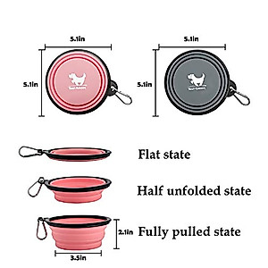 Collapsible Dog Bowls for Travel, 2-Pack Dog Portable Water Bowl for Dogs Cats Pet Foldable Feeding Watering Dish for Traveling Camping Walking with 2 Carabiners, BPA Free