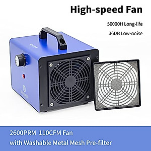 ONAMOR Ozone Generator 20000 mg/h - High Capacity Ozone Machine Eliminating Odors Area up to 4000 Square Feet, Ozone Generators for Home, Basement, Smoke, and Pet Room. (All Metallic Blue)