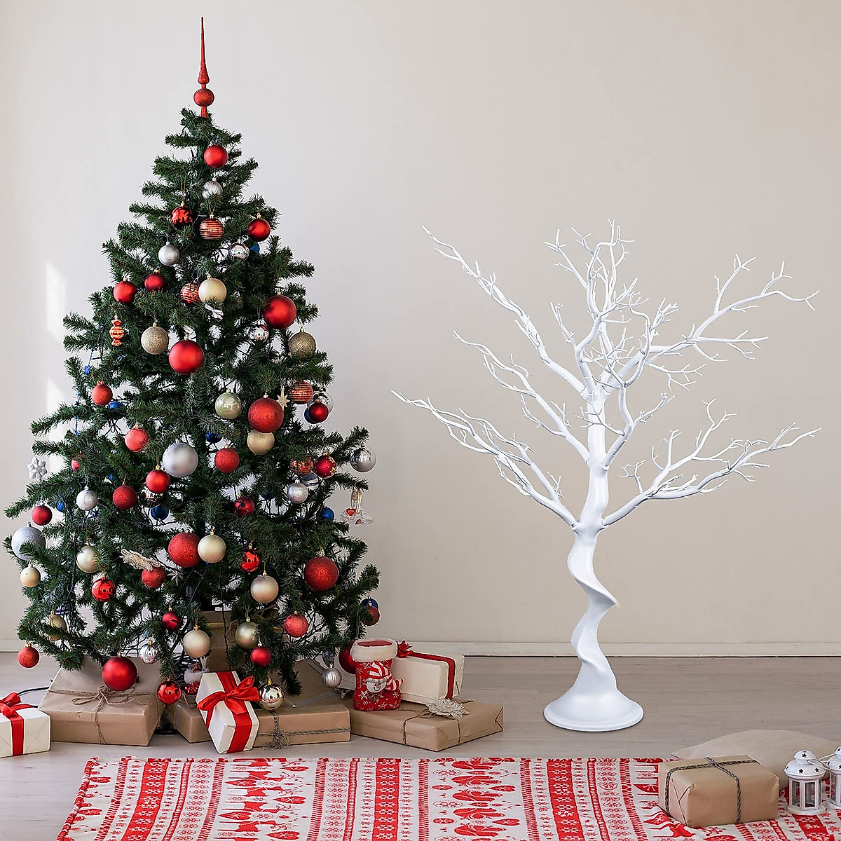 Jetec Christmas Tree Branch Removable Artificial Tree Centerpiece Manzanita Tree Decorative Branch for Christmas Party Home Garden Indoor Outdoor Decoration, 30 Inch in Height(White)