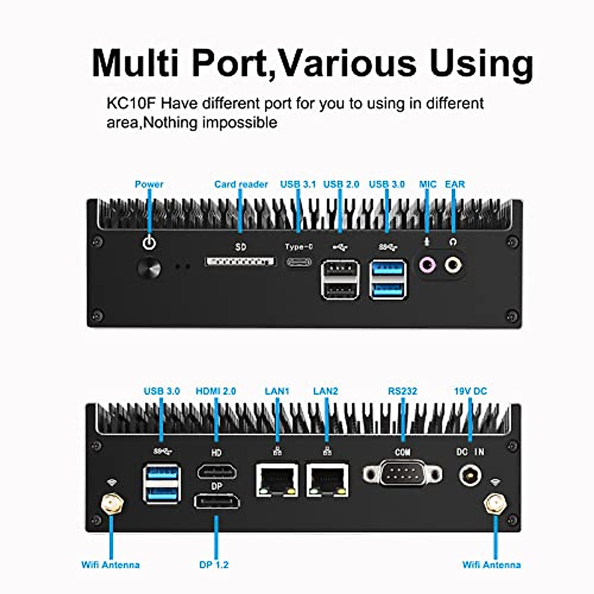 Mini PC Fanless,Intel Core i7 10510U (Up to 4.9GHZ),Windows 11 Pro/Linux, Slient Desktop Computer,16G DDR4 1TB NVME SSD, Metal Case,Dual Gigabit Ethernet,Support Auto Power on