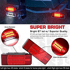 LINKITOM New Halo Rectangle Submersible LED Trailer Light, Super Bright Brake Stop Turn Tail License Lights for Camper Truck RV Boat Snowmobile Over 80" Inch
