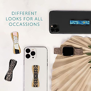 LoveHandle Boho Gold Design Phone Grip - Elastic Phone Strap with Gold Base - for Most Smartphones and Mini Tablets, lh-01-bohogold