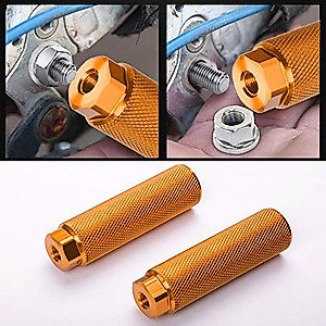 Vuwuma Amotor Bike Pegs Aluminum Alloy Anti-Skid Lead Foot Bicycle Pegs BMX Pegs for Mountain Bike Cycling Rear Stunt Pegs Fit 3/8 inch Axles (Yellow) 11