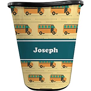 RNK Shops Personalized School Bus Waste Basket - Single Sided (Black)