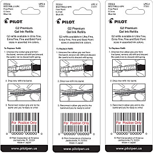 Pilot G2 Gel Ink Pen Refills, Fine Point, 0.7mm, Blue Ink, 6 Refills