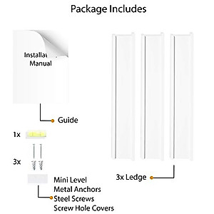 Wallniture Denver Floating Shelves for Wall, White Wall Bookshelf for Nursery Room Decor, Floating Book Shelves for Kids Room, Wall Shelf for Living Room, 17 Inch Picture Ledge Shelf Set of 3